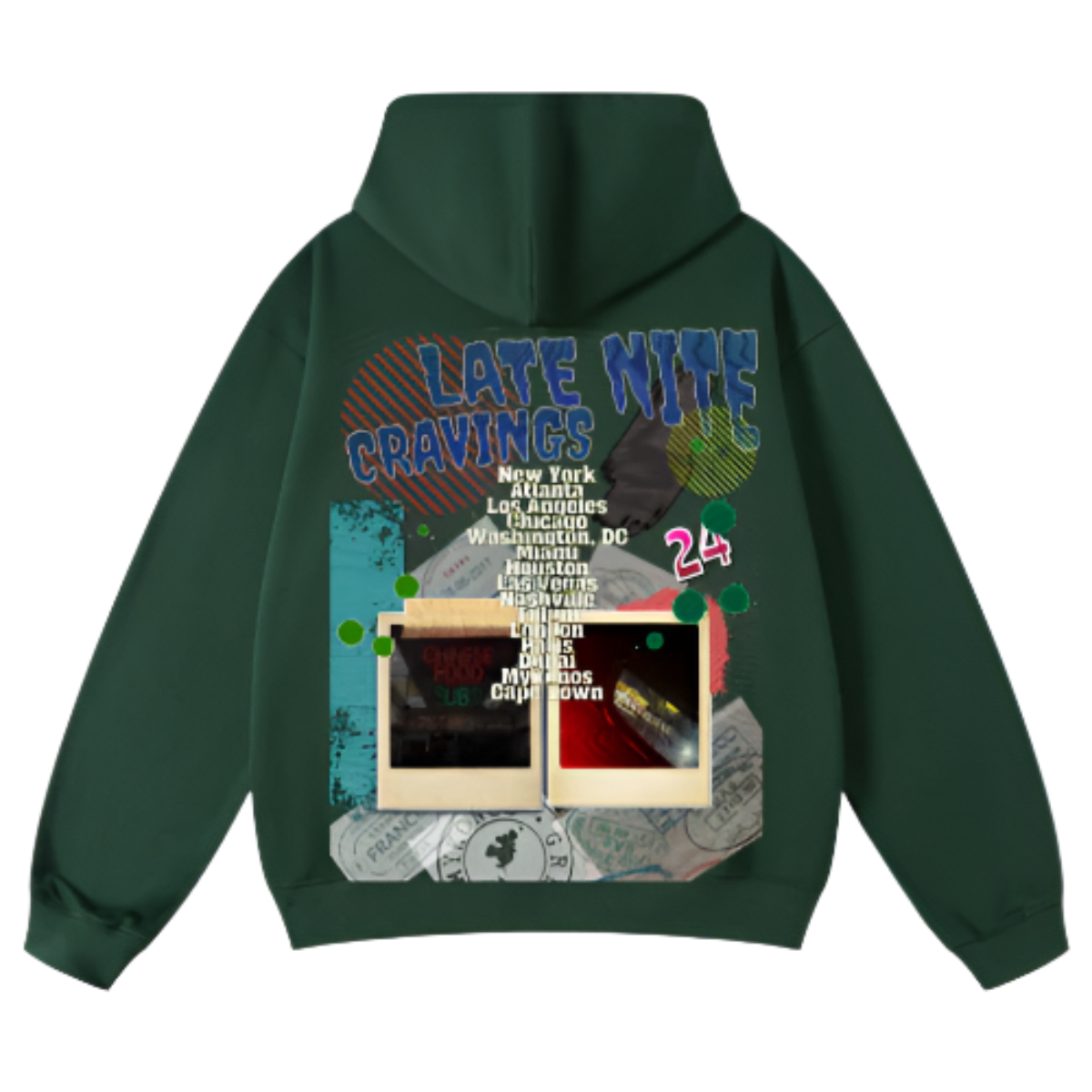 #L8NC Fly Me Out Tour Merch Hunter Green Hoodie – L8 Nite Cravings